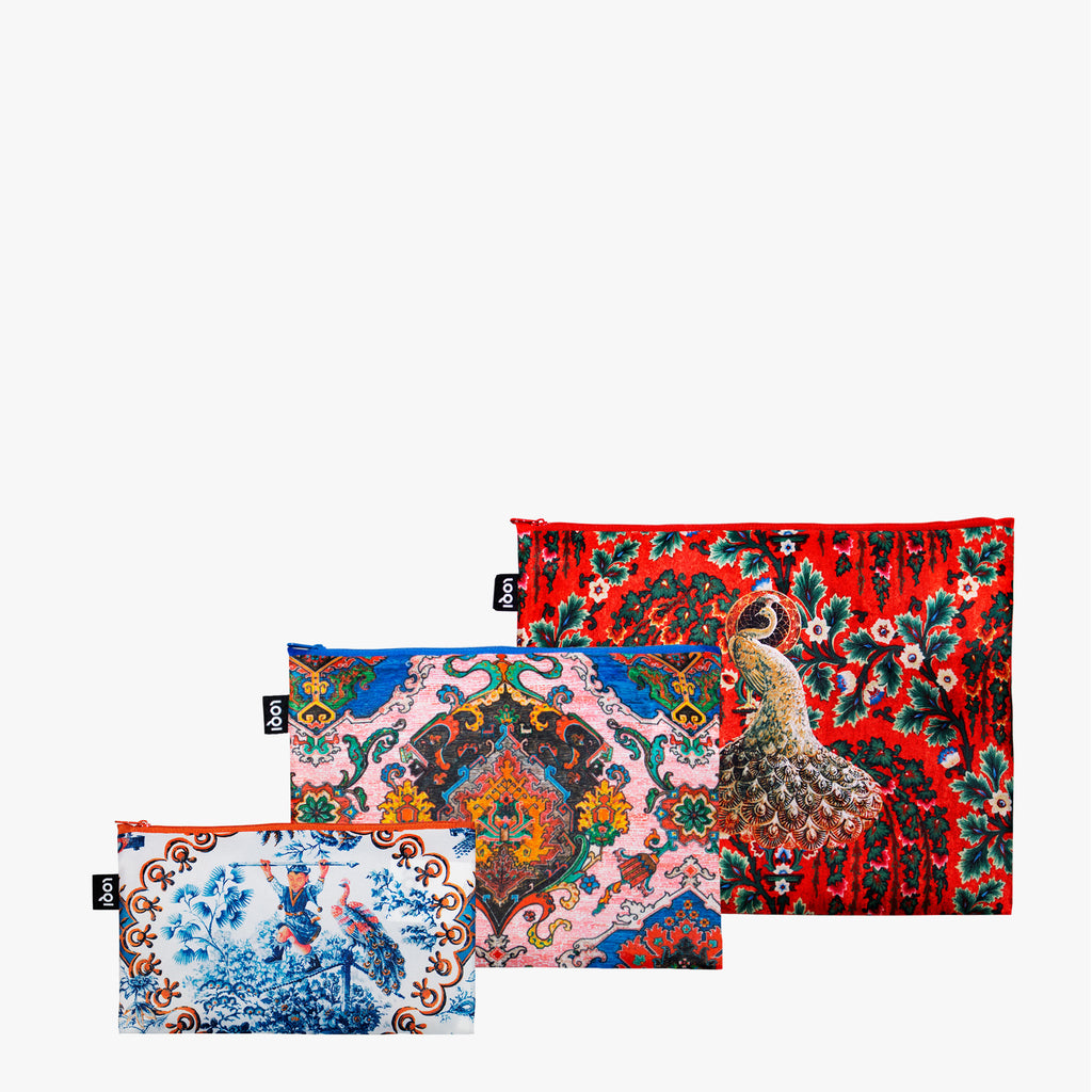 DECORATIVE ART Peacock, Toile de Jouy, Tapestry Recycled Zip Pockets – LOQI