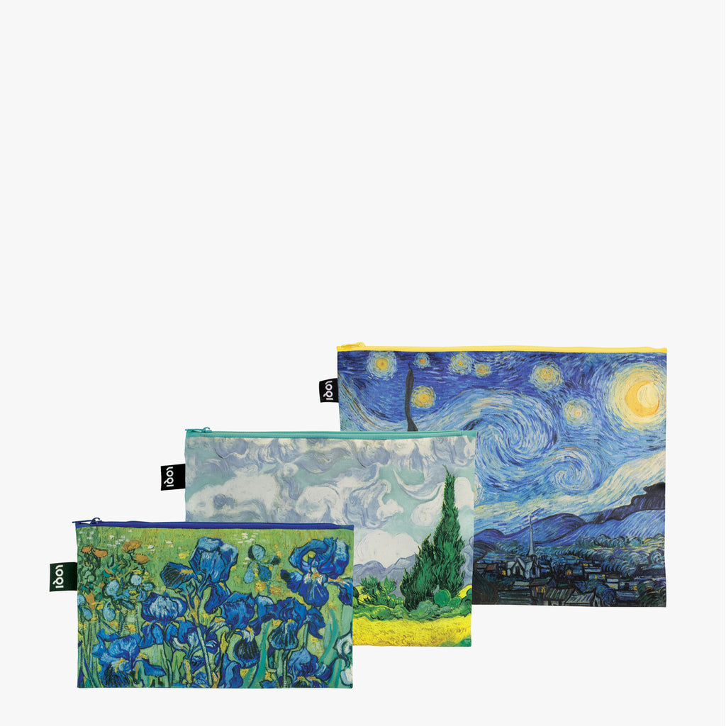 VINCENT VAN GOGH Starry Night, Wheatfield, Irises Recycled Zip Pockets ...
